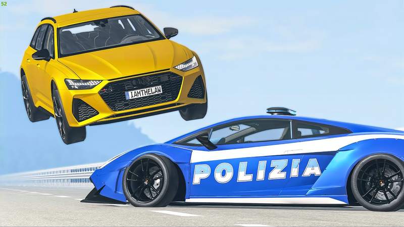 交通警察在车流中追逐兰博基尼,史诗般的警匪阻击战,车祸模拟器