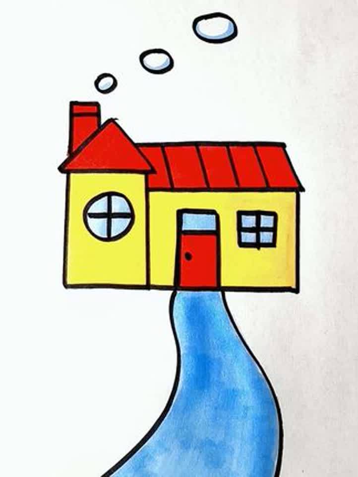 1+1=2画房子,超级简单,有手就会,快跟我学起来吧#房子简笔画 #亲子...