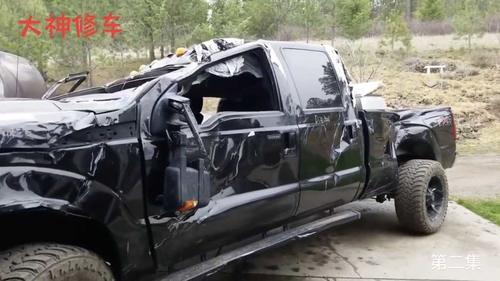 修复福特F350第二集,为了检查中控能否修复,只能切掉车顶