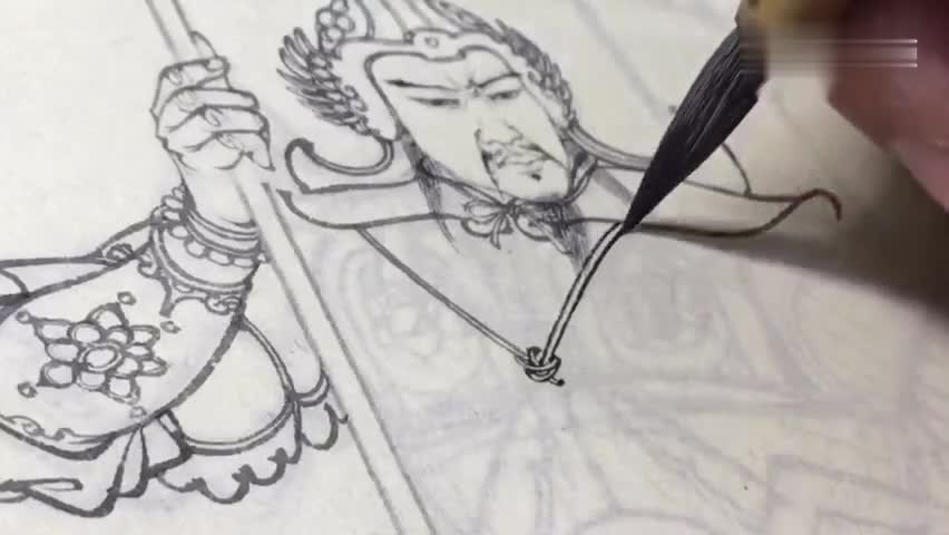 秦琼门神盔甲上的线条怎么画,工笔人物线描教程,跟付老师学画画