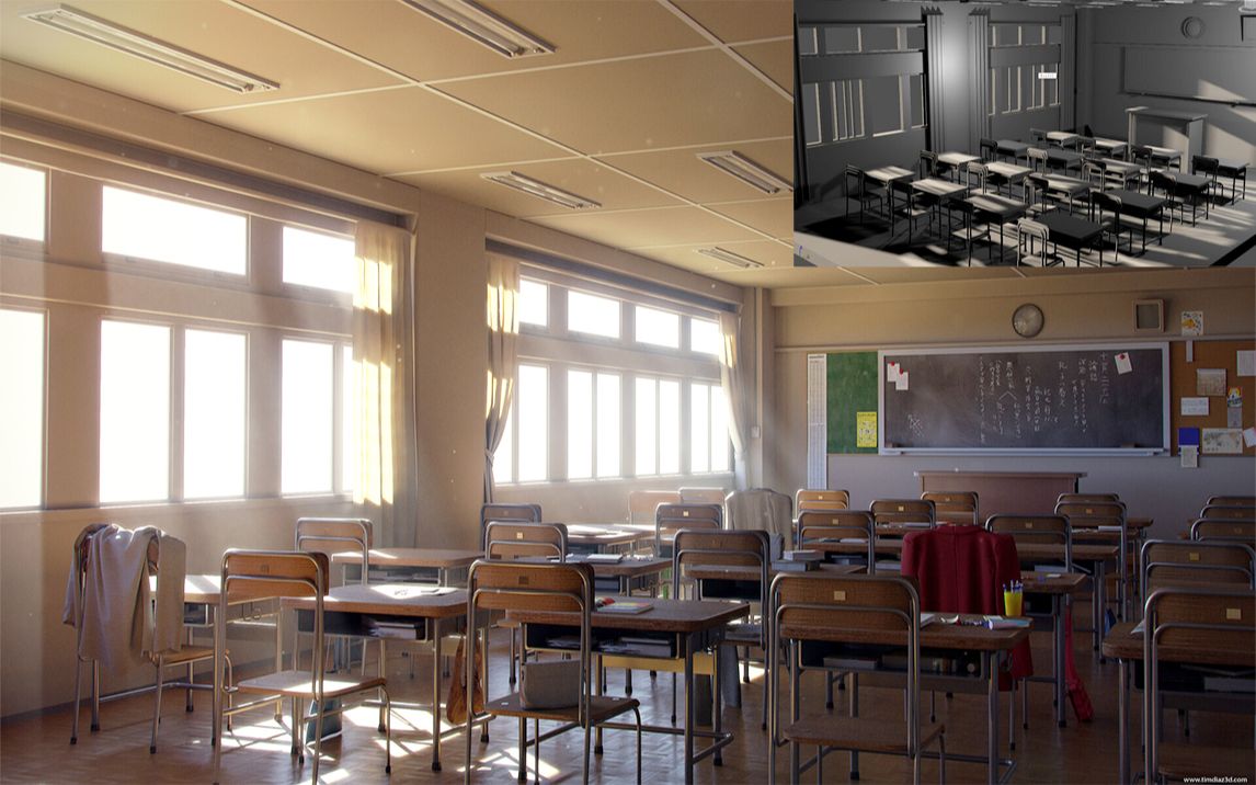 【3Dmax场景建模】开学啦~从零基础教你搭建一个教室模型,3dmax...