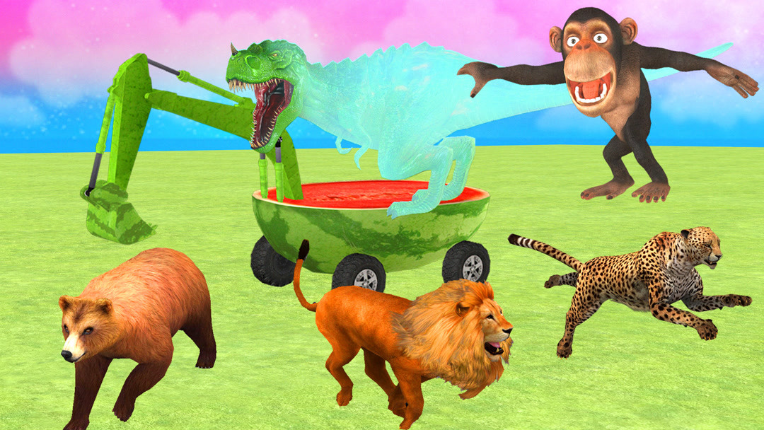 霸王龙开挖掘机,快无敌啦,最后被冻成冰雕~