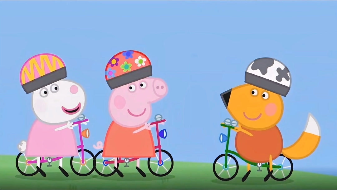 小猪佩奇简笔画:小猪佩奇爱骑自行车
