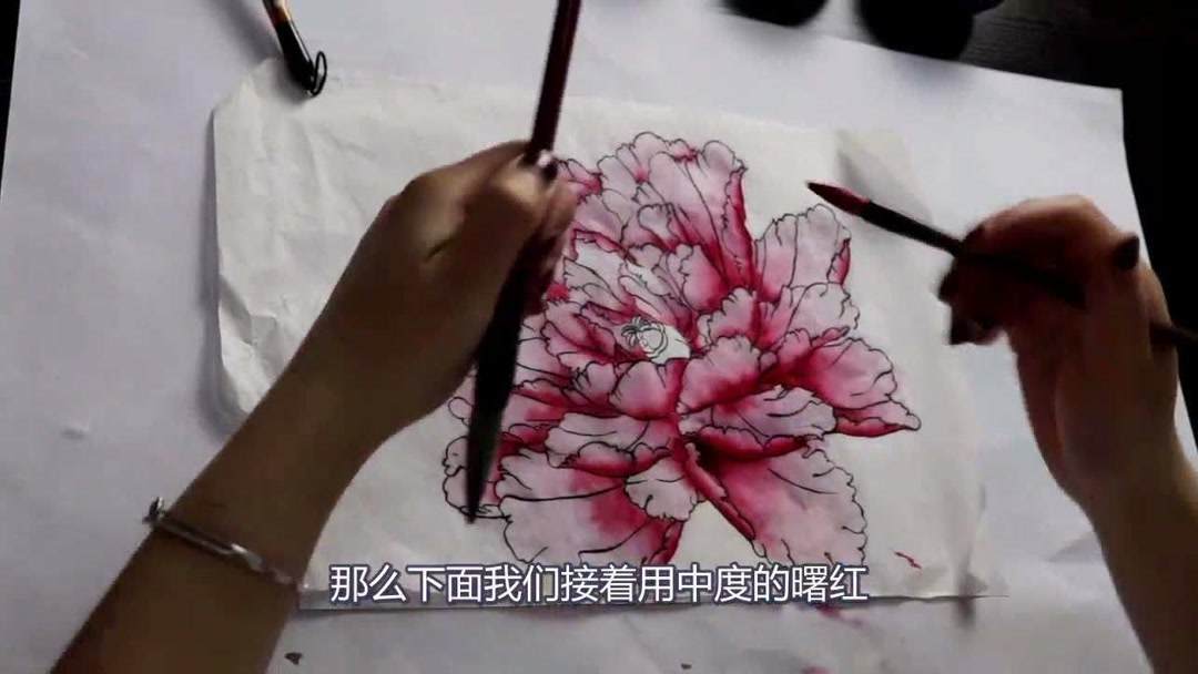 中国水墨画,工笔牡丹的画法,超详细教学