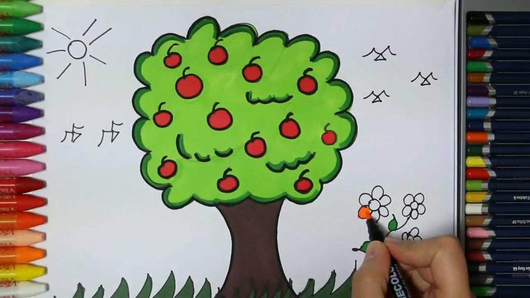 儿童绘画画果树