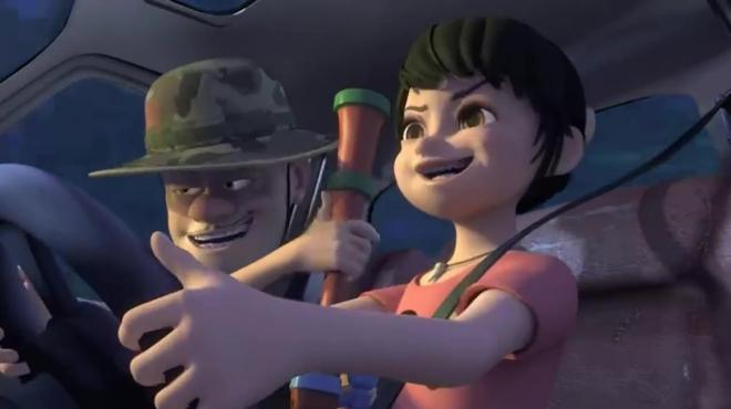 熊出没之探险日记:熊大熊二以为光头强带赵琳来盗猎了!吓坏了!