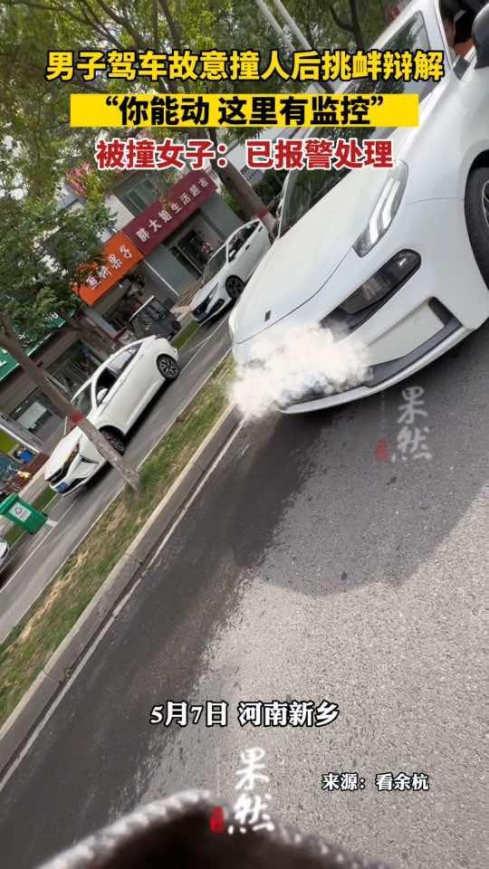 男子驾车故意撞人后挑衅辩解:"你能动,这里有监控"。被撞女子:已报警...