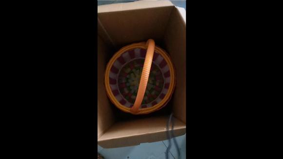 手工编织藤条桃心圆蓝篮子化妆品杂物收纳篮