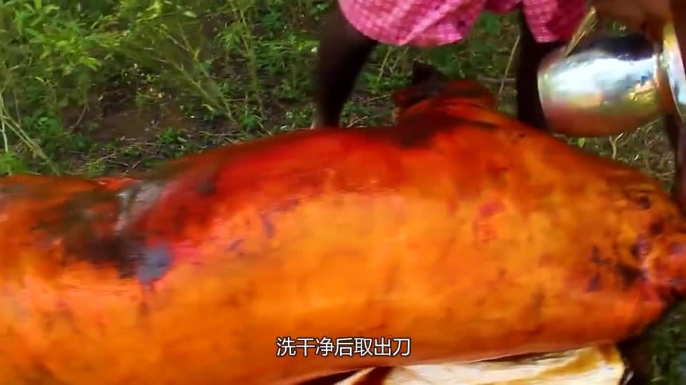 大叔宰猪,先抹一层黄泥,沿着排骨刮到底