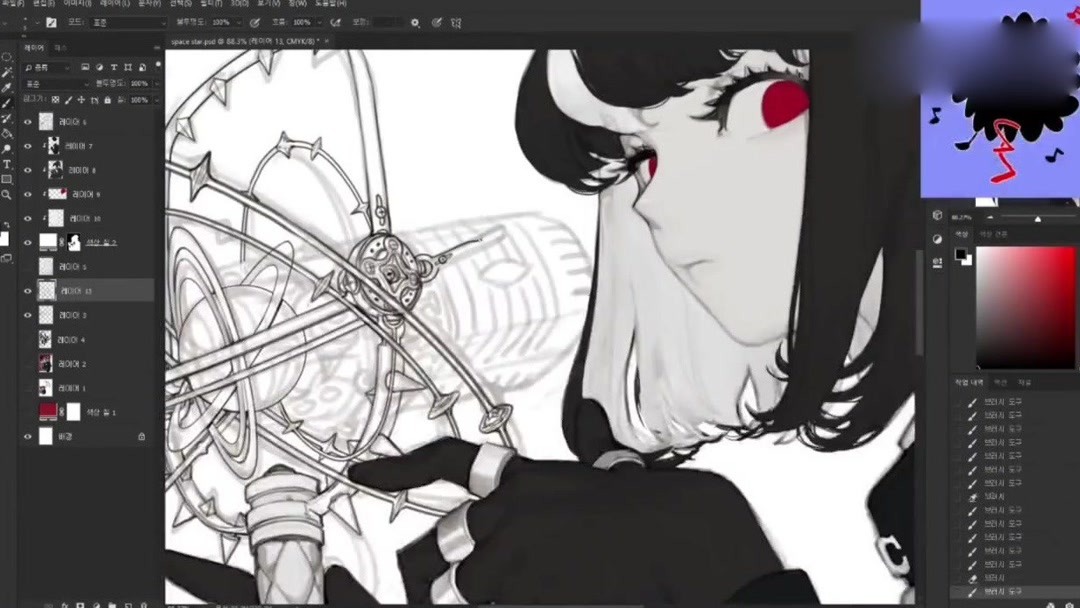 韩国插画师用PS快速绘画的帅气动漫人物!细节精致色彩相当漂亮!