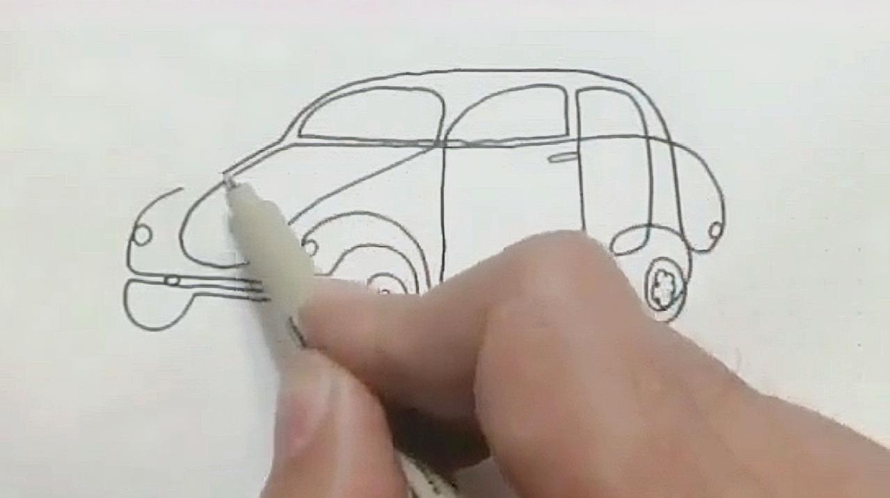 简笔画:一笔画车,给大家画个老爷车,这个车很少有人见过吧!
