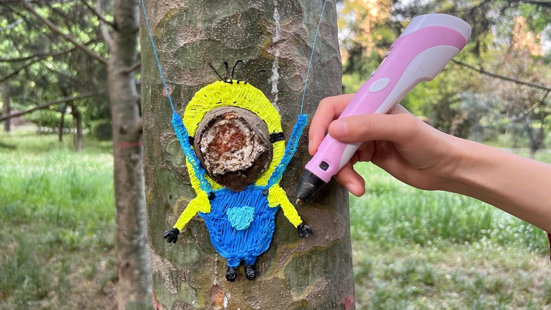 3D打印笔改造:断枝大眼小黄人,搞笑~