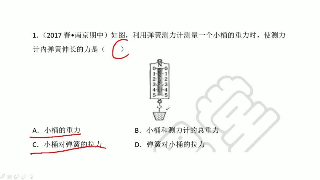 对弹簧测力计的施力物体是谁?