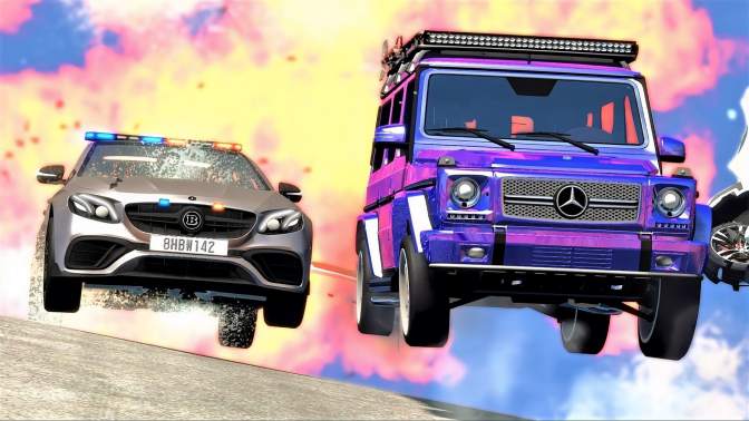 令人满意的警匪追逐画面,超强警察车队vs专业车手,车祸模拟器