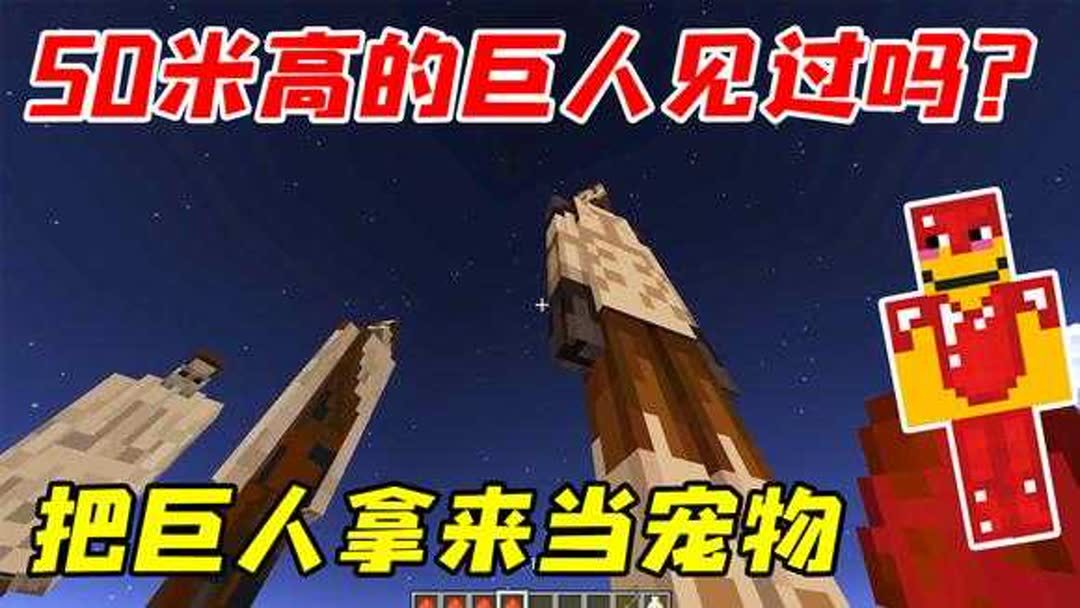我的世界:MC有50米高的巨人?还能拿来当宠物,这也太拉风了吧!