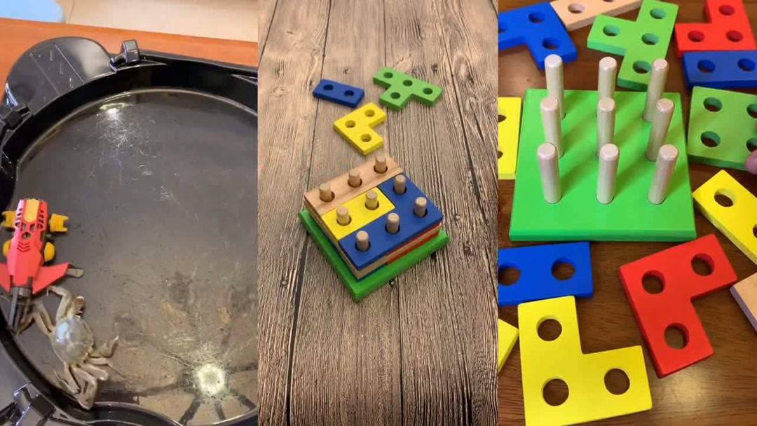 儿童玩具:有点难度的拼图积木,你们认识几个几何图形