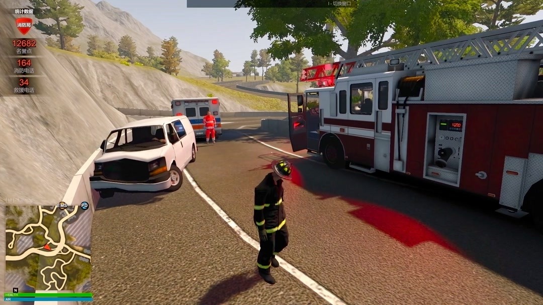消防急救模拟器-准备倒车入库接到车辆着火任务灭完新任务又来了