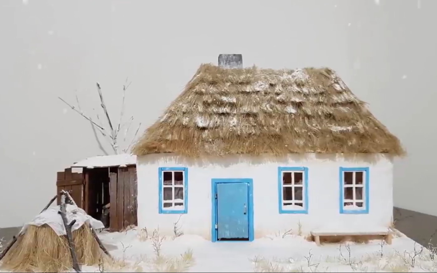 【微缩场景模型制作教程】下雪的小屋模型DIY