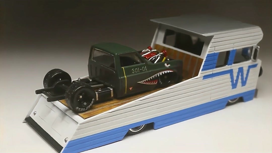 纯手工打造1:64模型的运输卡车模型