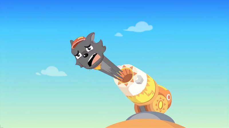 喜羊羊:懒羊羊操纵机器抓灰太狼,把他扔上传送带,灰太狼被击飞