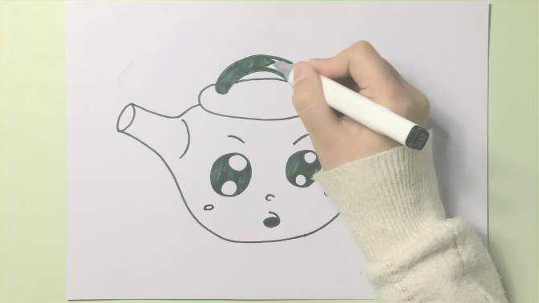 博卡简笔画:小茶壶好可爱,还有大大的眼睛,我们一起画茶壶吧