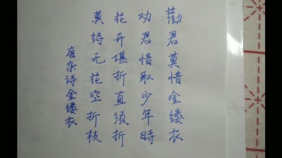 书法 硬笔行书 唐杂诗金缕衣