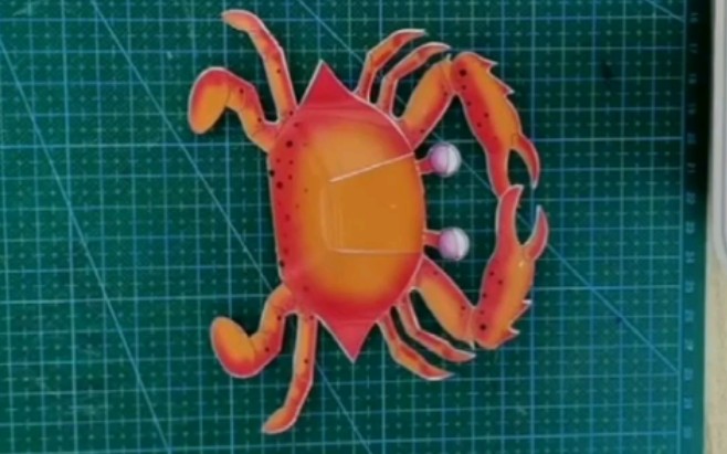 纸宝海底世界之小螃蟹#亲子手工纸模型纸艺纸雕手工制作3D立体#...