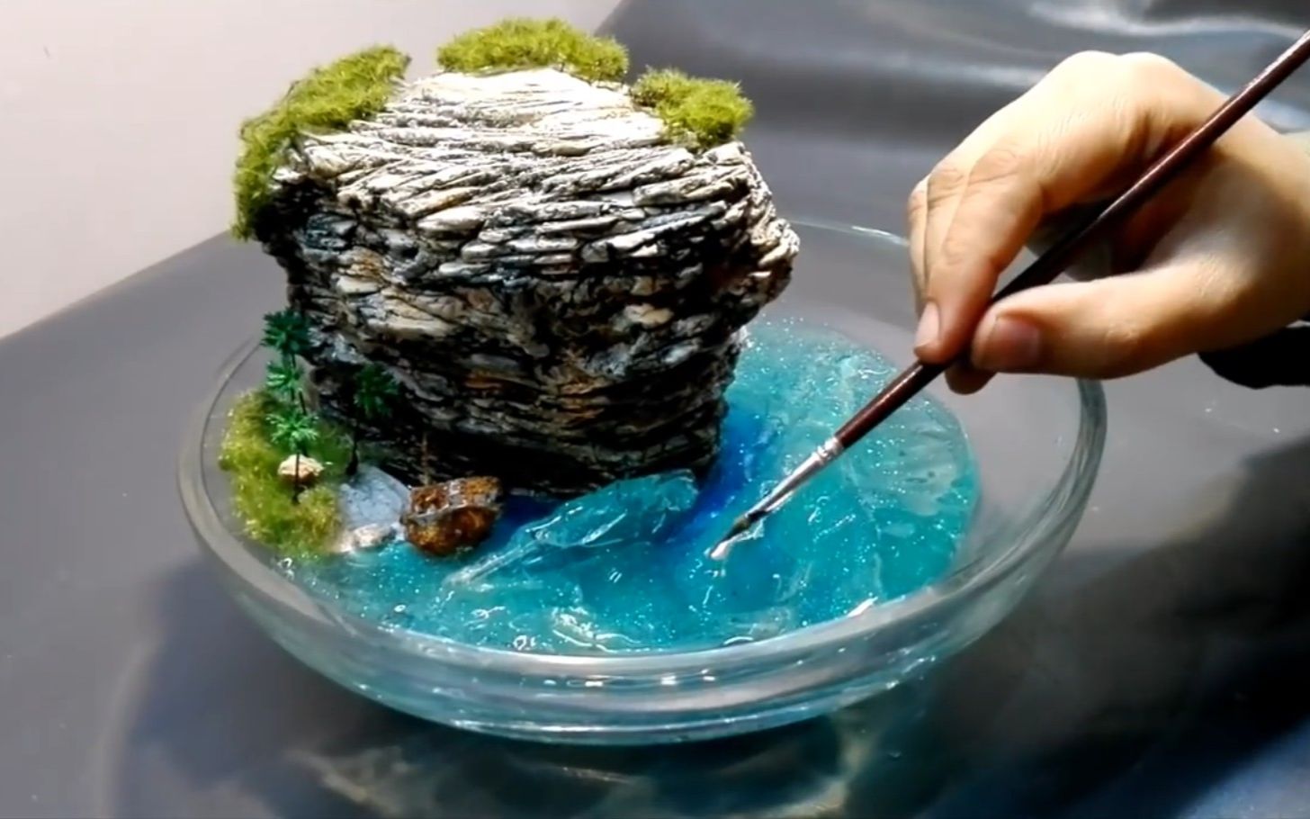 【微缩场景模型制作教程】滴胶沙滩模型制作教程