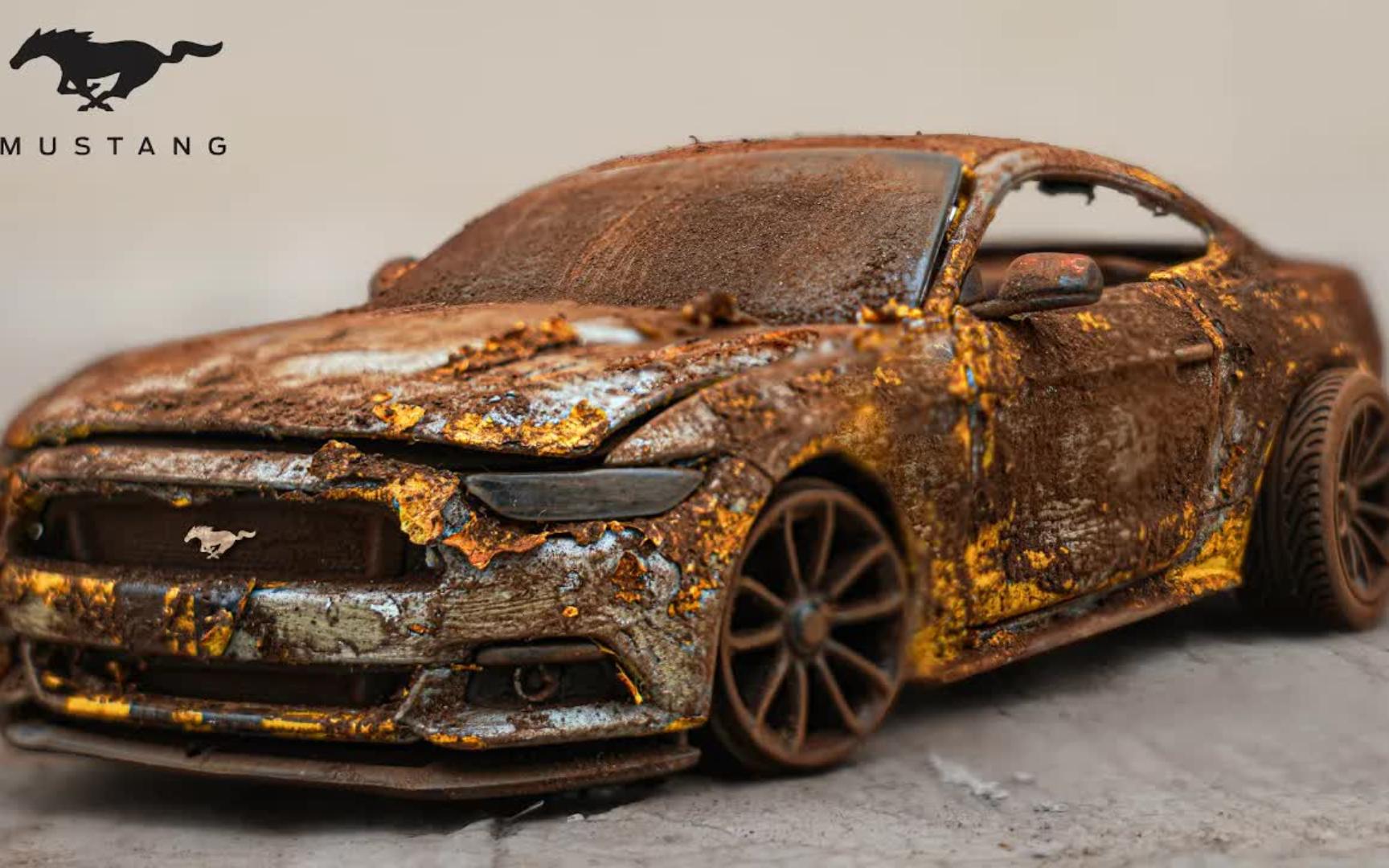 【修复老物件】修复被遗弃的福特野马模型车,只能说修复的好细致 | 助...