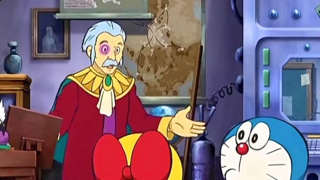 哆啦A梦大电影:哆啦美从哆啦A梦口袋里出来。