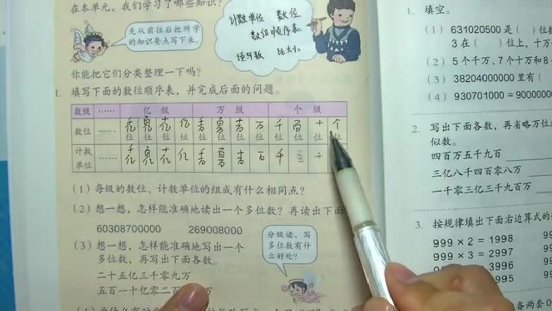 4四年级上册数学第一单元大数的认识(四)整理与复习