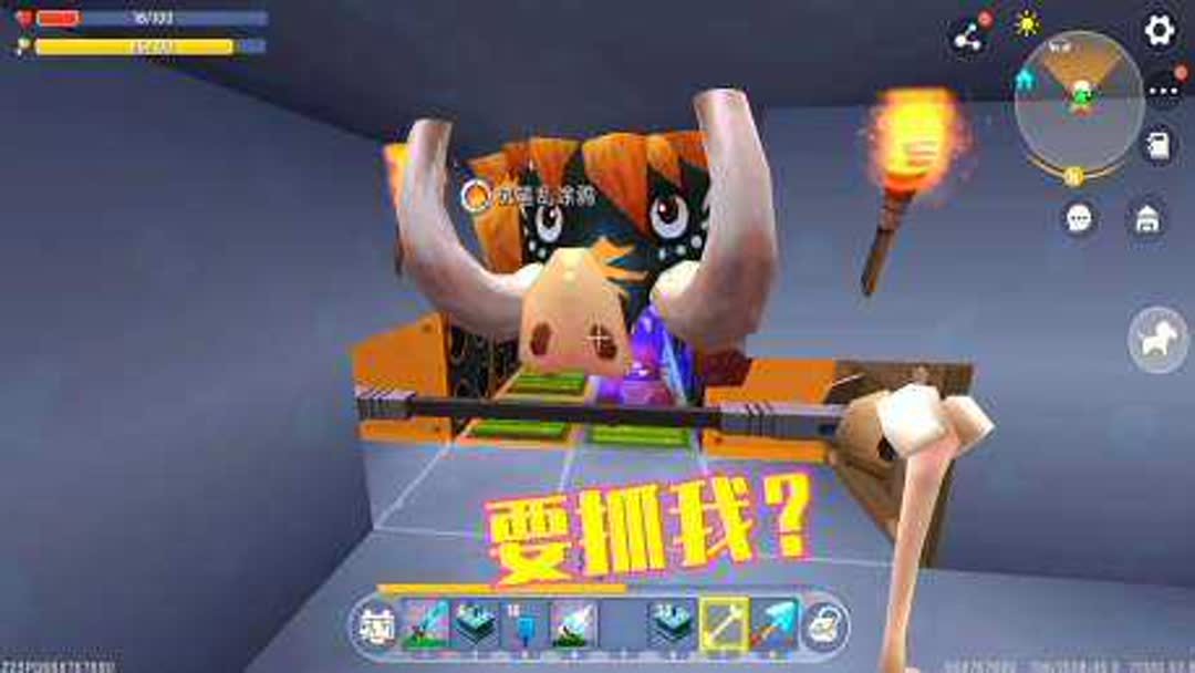 迷你世界437:怪物和兄弟一起抓我,我乘电梯躲到水下,得救了?