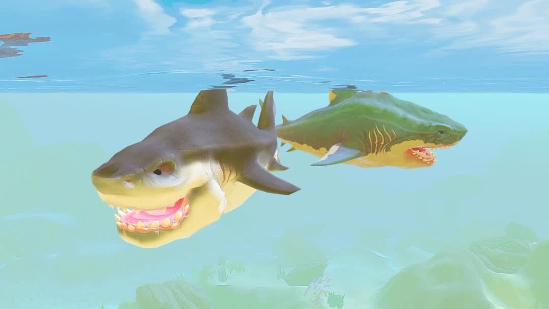 海底大猎杀 50级畸形大白鲨挑战巨齿鲨 它们还能和平相处?