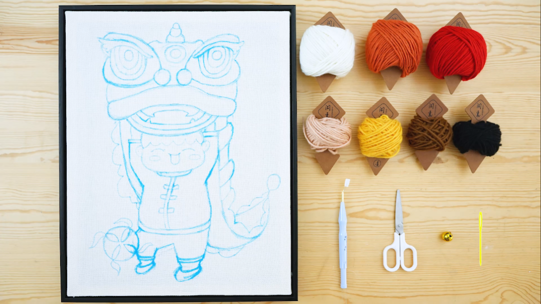 新年到,戳一只神兽画,舞狮戳戳绣来贺新春