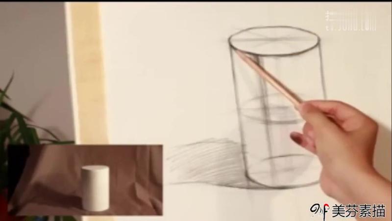 素描入门之圆柱如何打形,如何画圆柱的形体结构,如何画椭圆