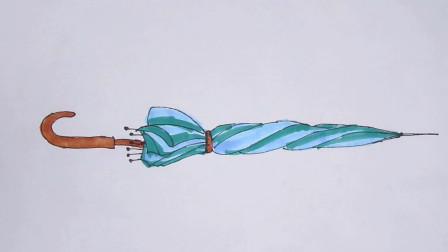 小沐简笔画教程:今天教大家画一把可爱的雨伞,快来和小沐哥哥一起画吧!