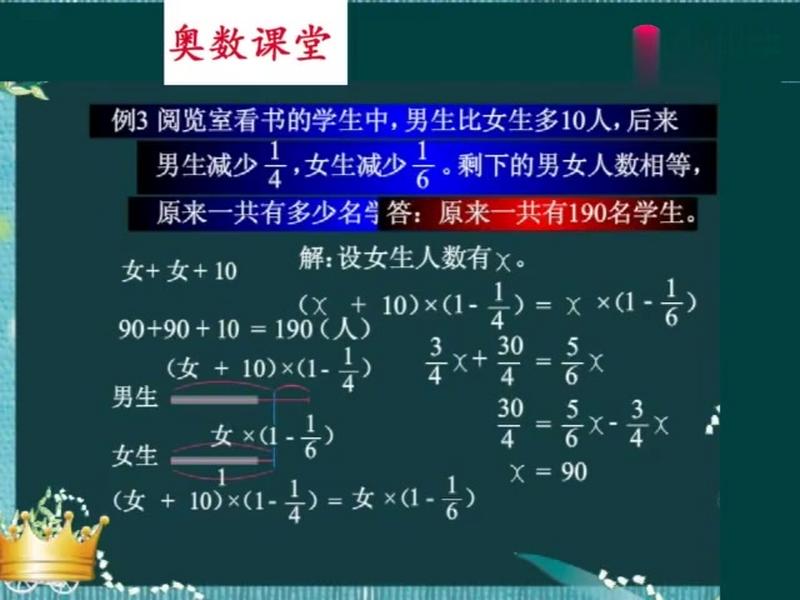 六年级奥数课堂第28课代数法解题例题3、例题4
