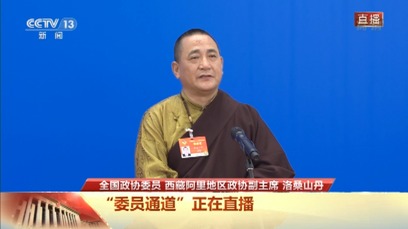 [2021全国两会特别报道]委员通道:澎湃新闻记者向洛桑山丹提问