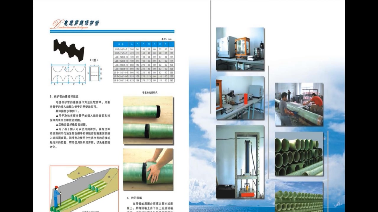 玻璃钢缠绕管道玻璃钢夹砂管道电缆工艺供水/通风/污水/管道