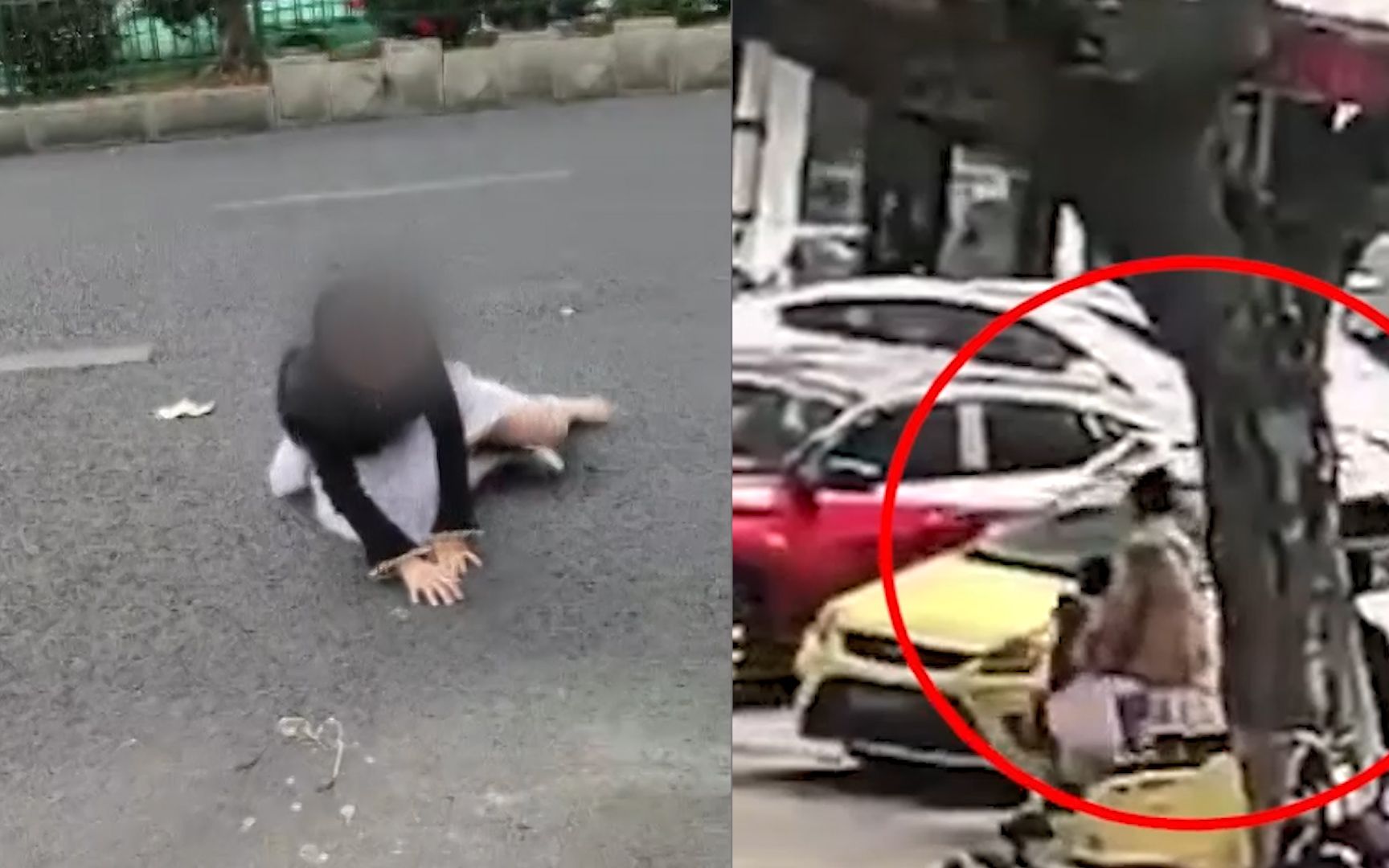 女司机探身争吵时误踩油门,车辆快速倒退被甩出车外,路人被牵连