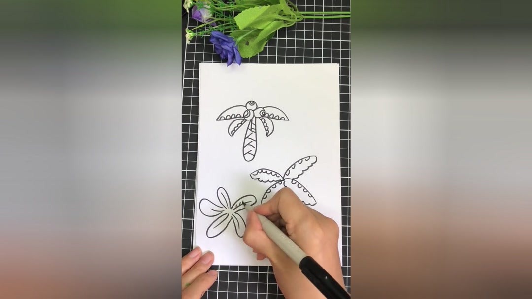 三种椰子树的画法,你学会了吗?#简笔画