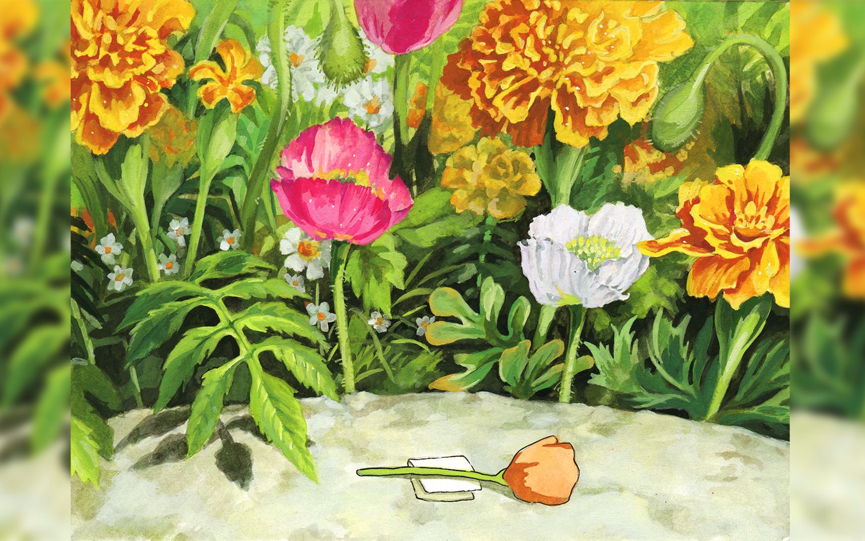 【水彩手绘】借东西的小人 告别的花田(画空集)