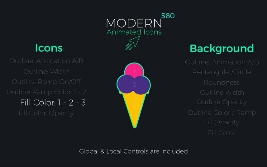 现代平面线条简笔画图标展示动画AE模板