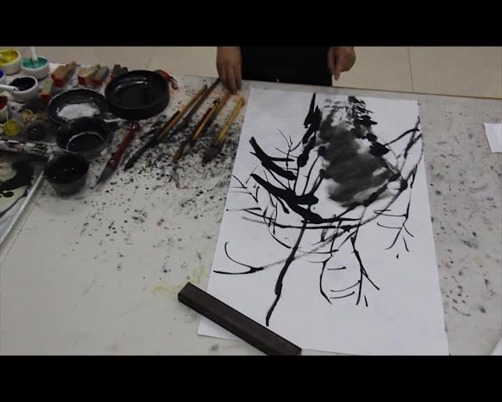 野稻谷中国画-雷甲寿创作示范1