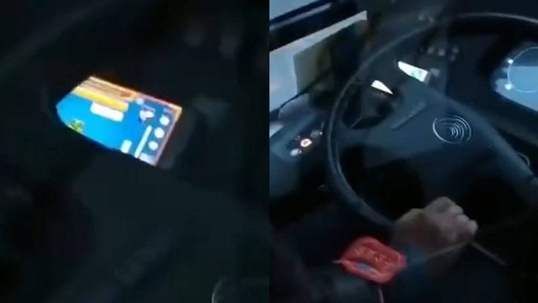 公交司机“艺高人胆大” 行驶中玩手机游戏打麻将