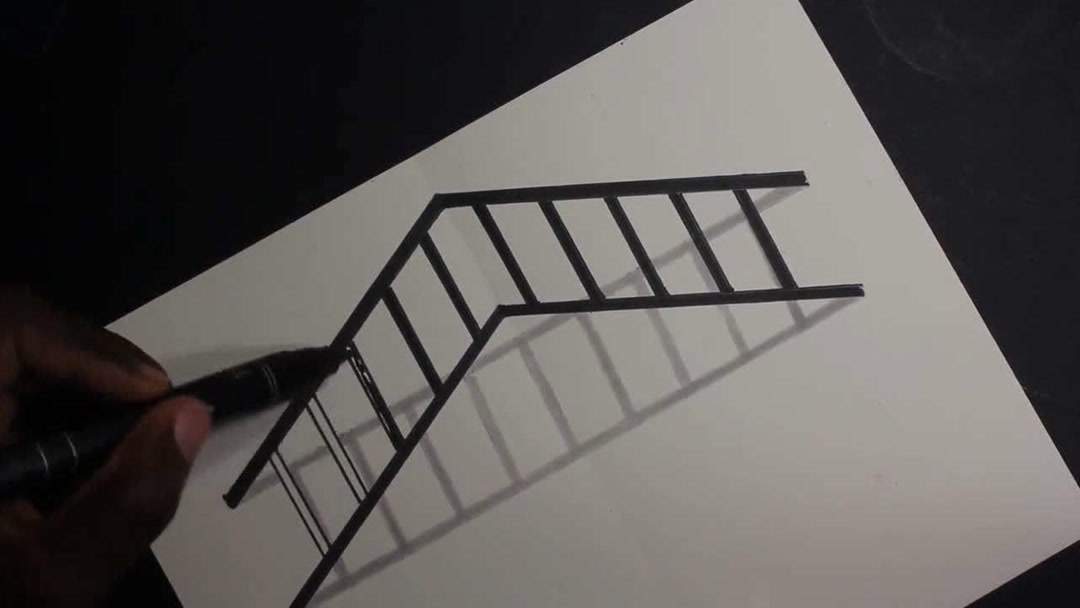铅笔画立体楼梯过程