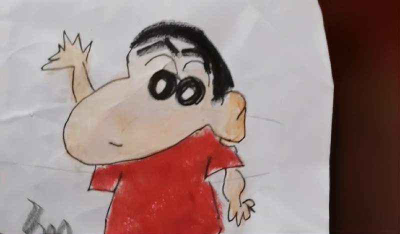 简笔画,画的蜡笔小新。