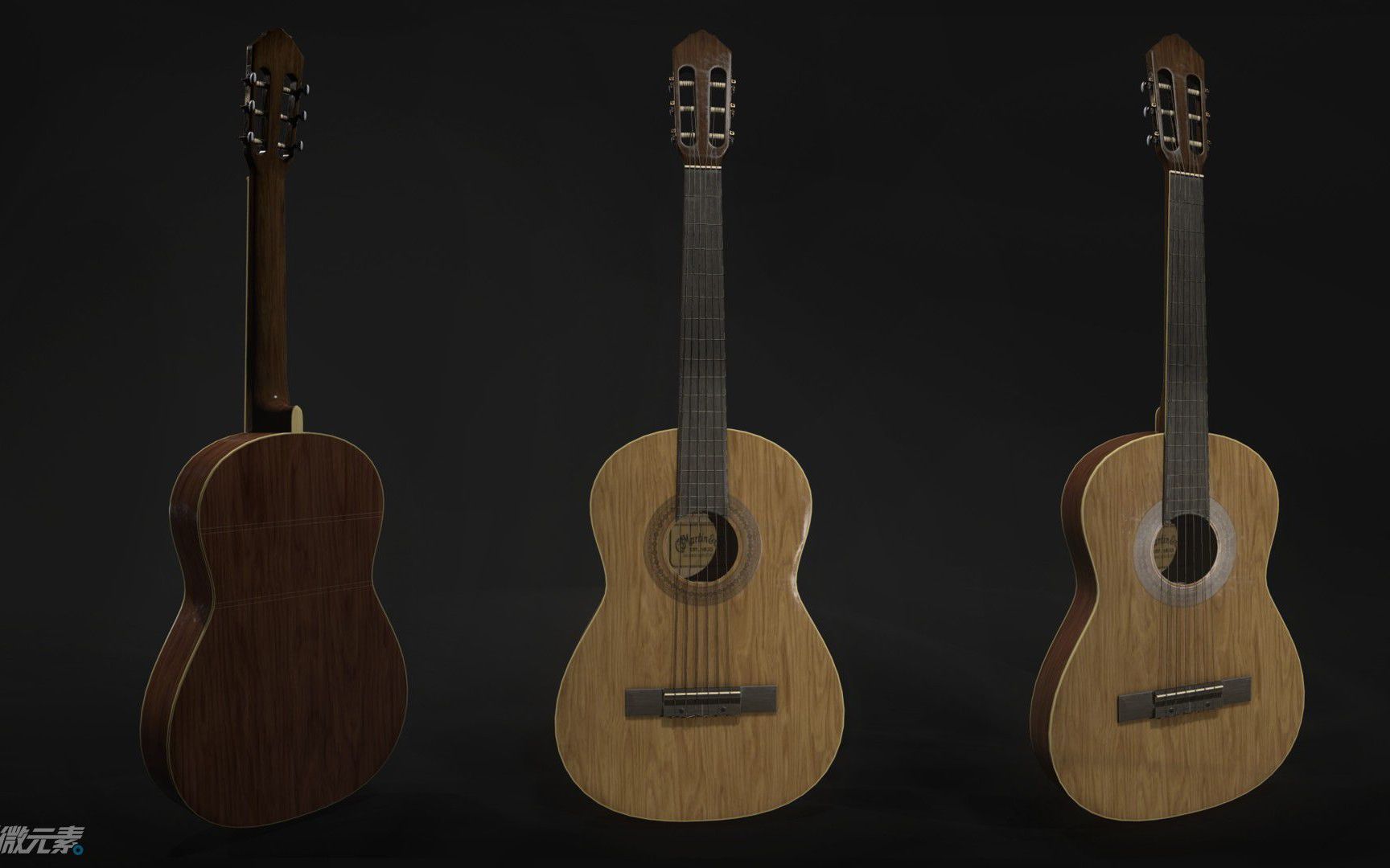 3Dmax零基础教程:次世代流程木吉他模型+材质教学