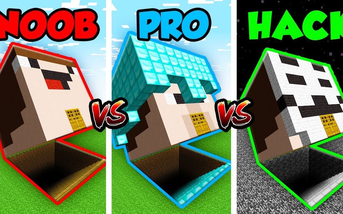 【菜鸡vs大佬vs黑客】挑战建造一个隐藏在头颅方块下的地堡