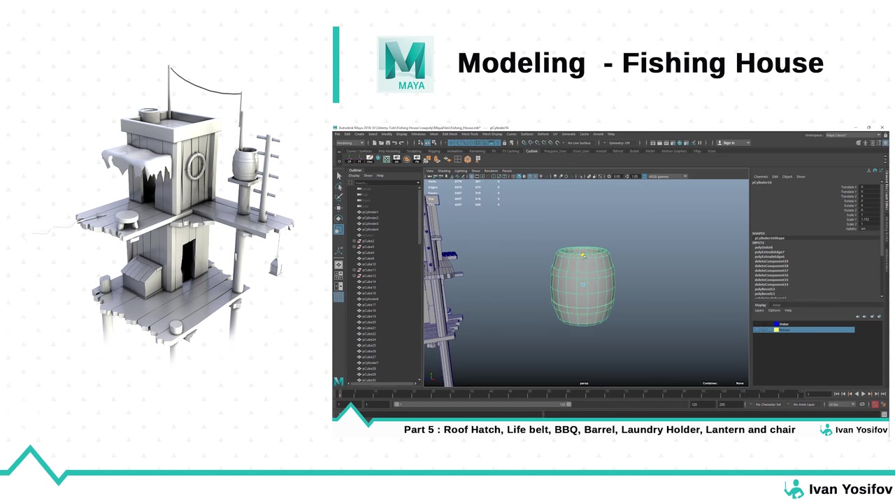 Maya卡通房屋低模实例制作视频教程